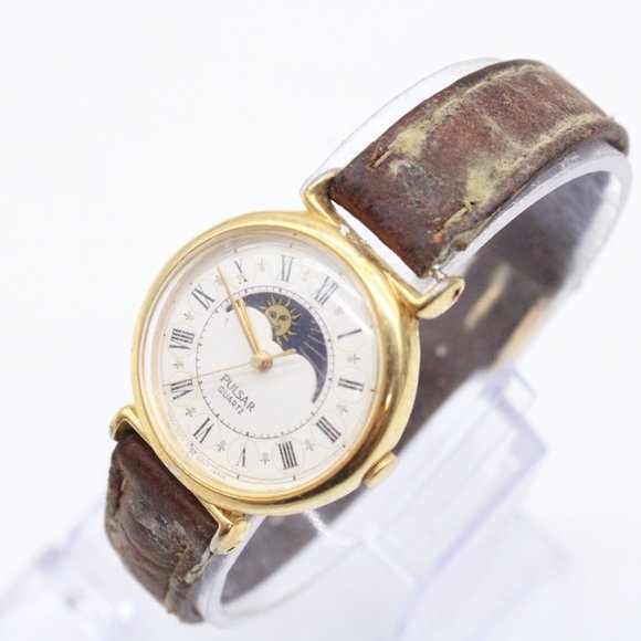 Pulsar | Accessories | Vintage Pulsar Moonphase Watch Gold Tone ...